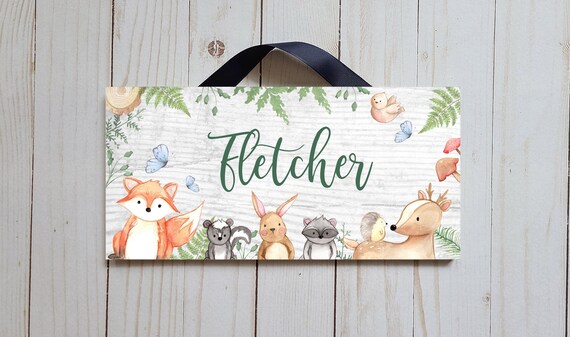 Personalized Forest Animals Name Sign Nursery Name Sign - Etsy