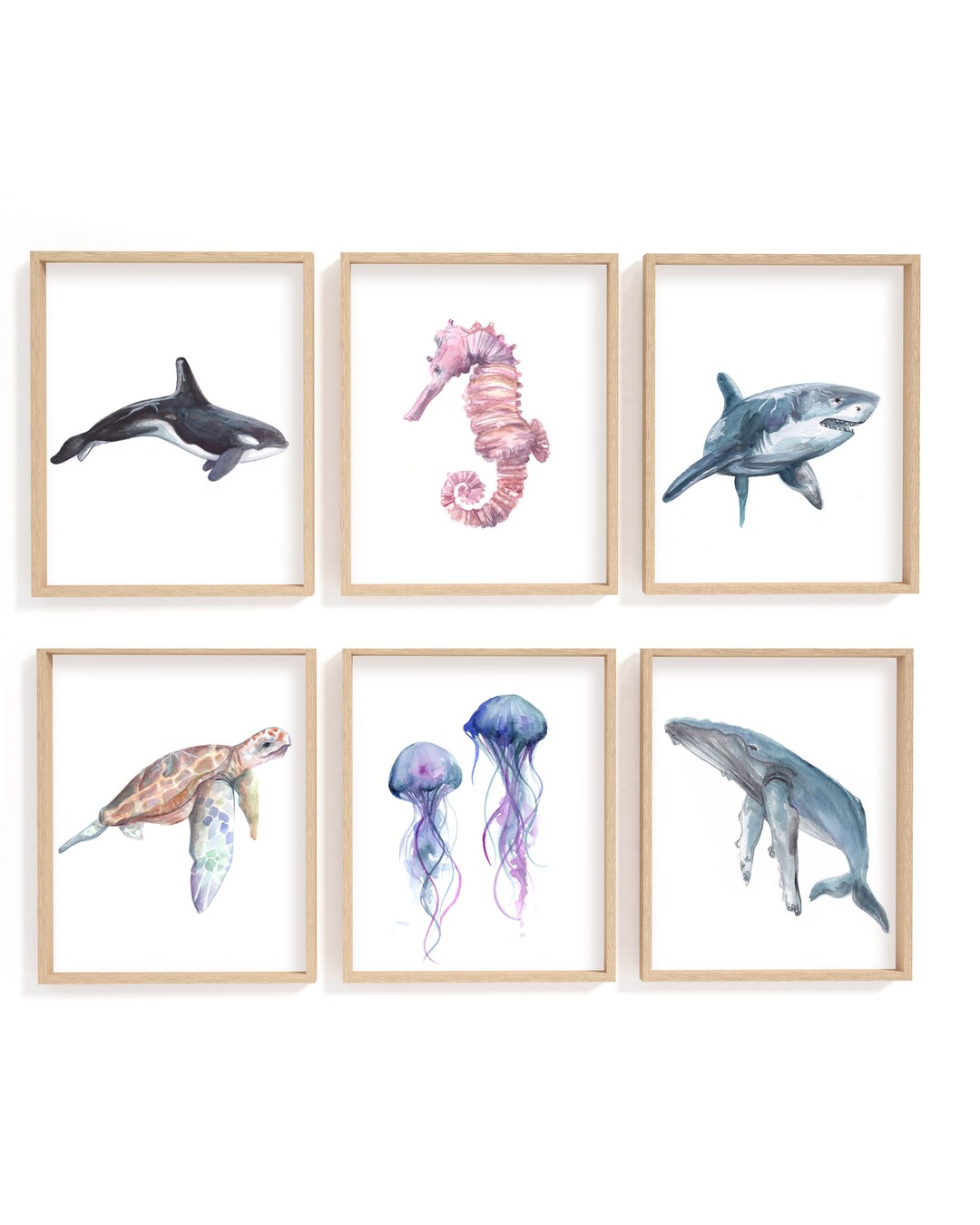 Watercolour Sea Creature Print Set | Underwater Ocean Nursery Prints ...