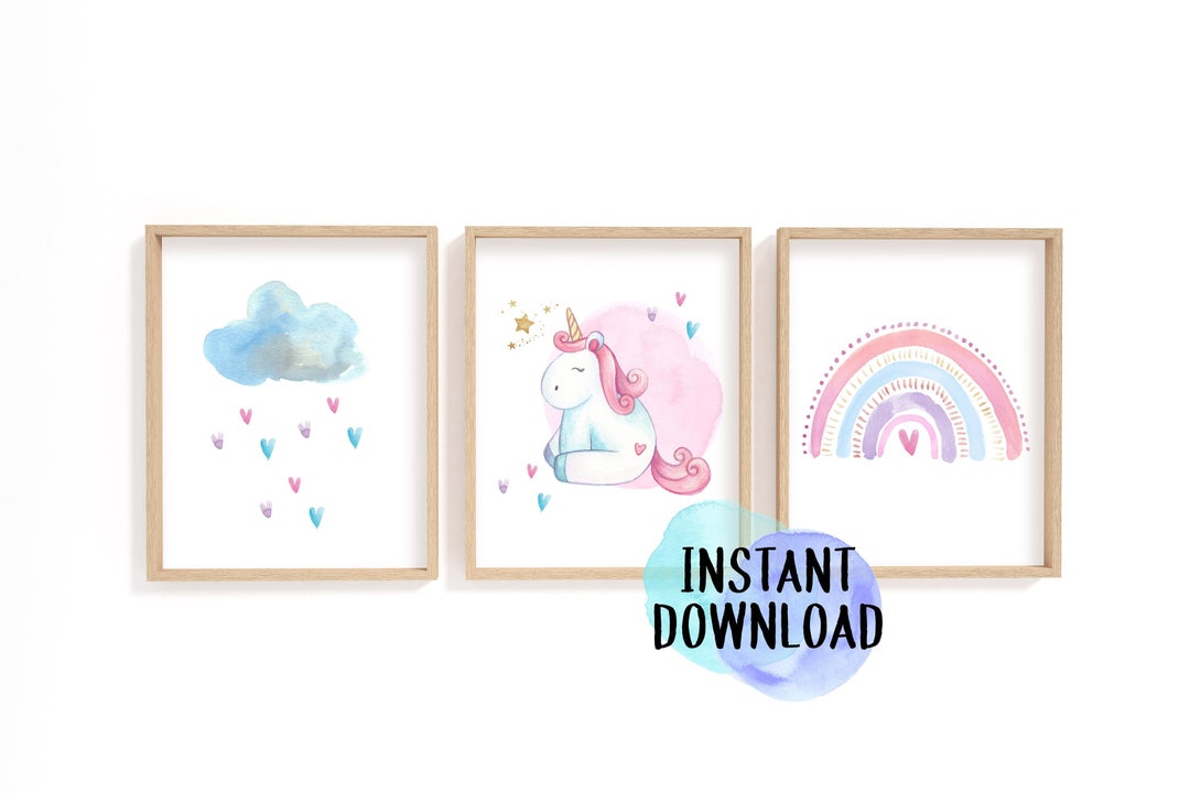 Printable Unicorn Art/ Nursery, Playroom and Bedroom Print Set/ Unicorn ...