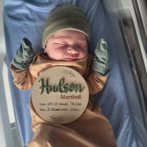 Newborn Birth Disc | Birth Announcement Name Sign | Birth Stats Baby ...