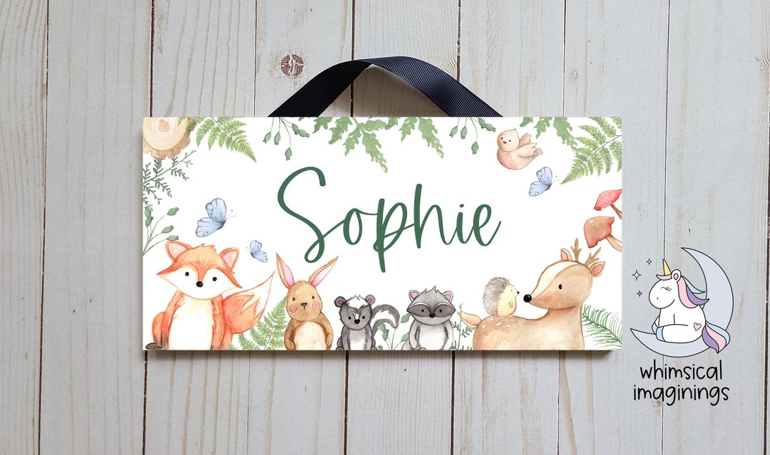 Personalized Forest Animals Name Sign | Kids Name Sign | Child's ...