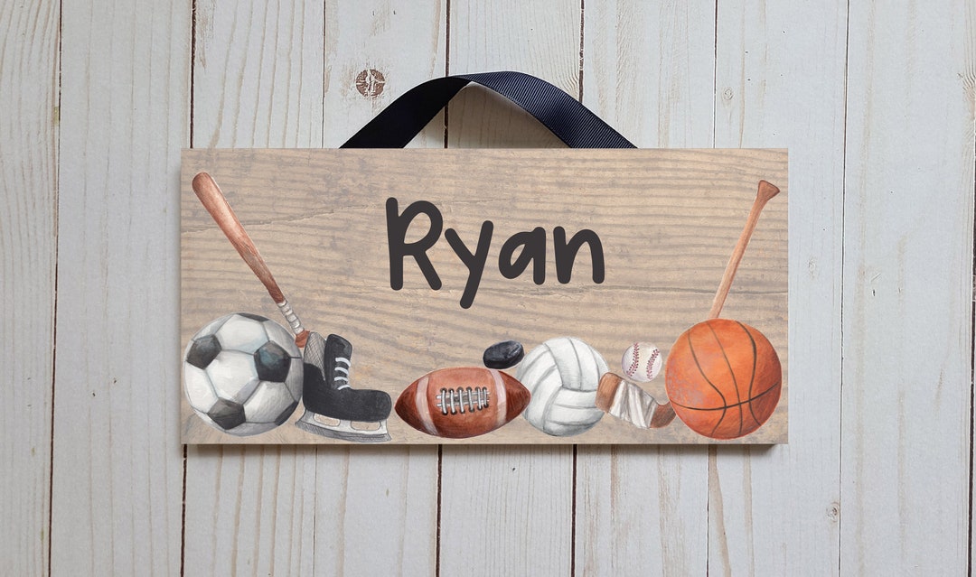 Sports Name Sign | Personalized Sports Door Sign | Sports Nursery Decor ...