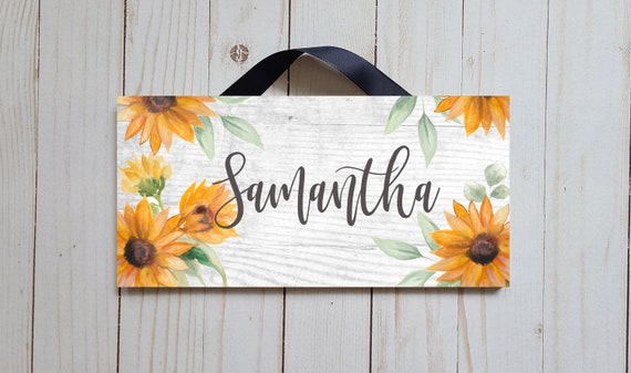 Personalized Sunflower Name Sign/ Bedroom Door Sign/ Nursery - Etsy