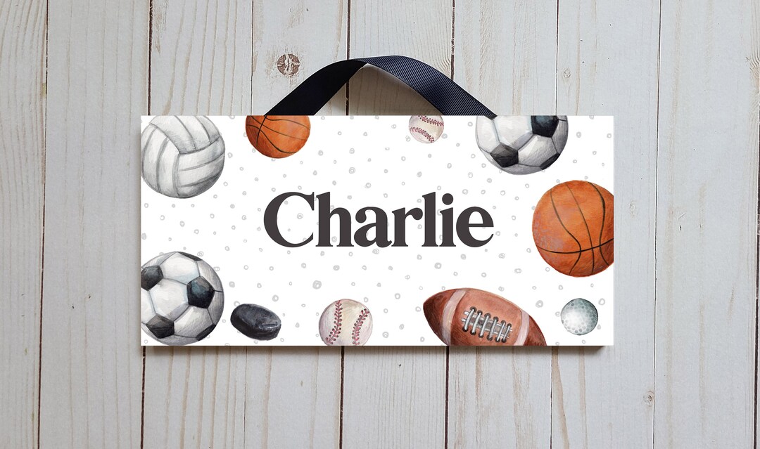 Sports Balls Name Sign | Personalized Sports Sign | Athlete Door Sign ...