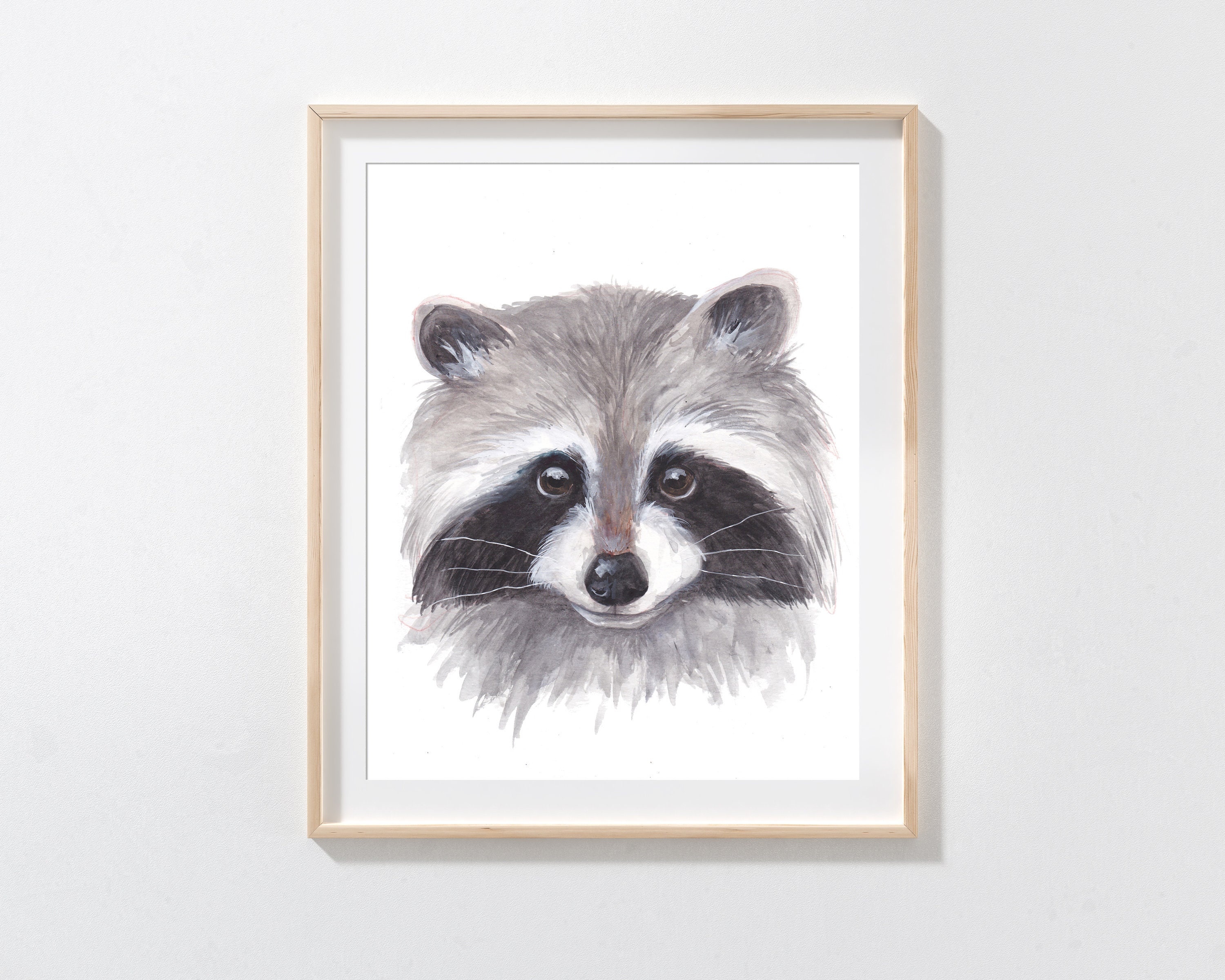 Watercolour Raccoon Print - Etsy Denmark