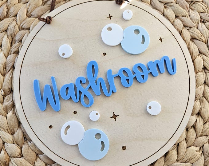 Washroom Door Sign | Bathroom Door Sign | Kids Bathroom Door Hanger - Etsy