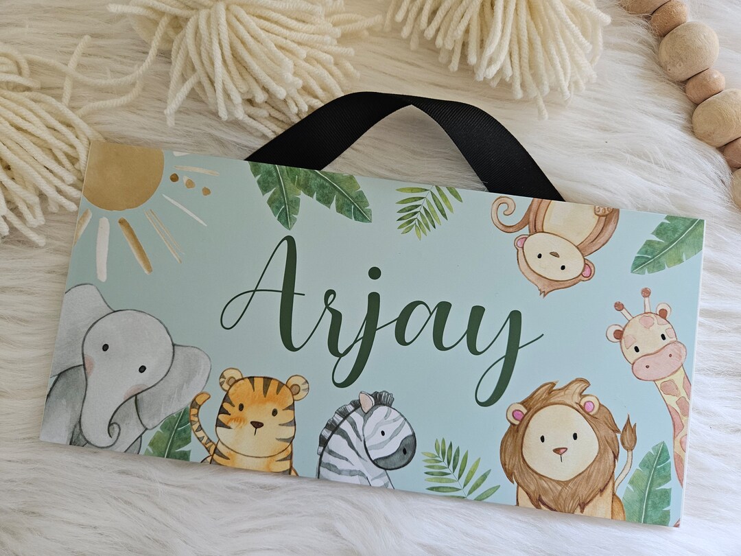 Jungle Animals Name Sign | Jungle Bedroom Decor | Animal Name Sign - Etsy