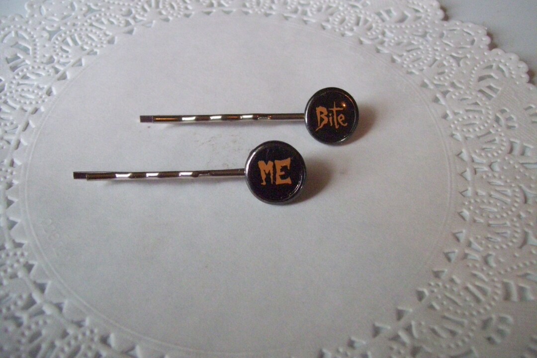 Halloween Hair Pin Bite Me Hair Pin Repurposed Jewelry - Etsy