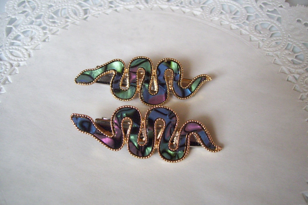 Snake Hair Clip - Repurposed Jewelry - Abalone Snake Hair Clip - Hair ...