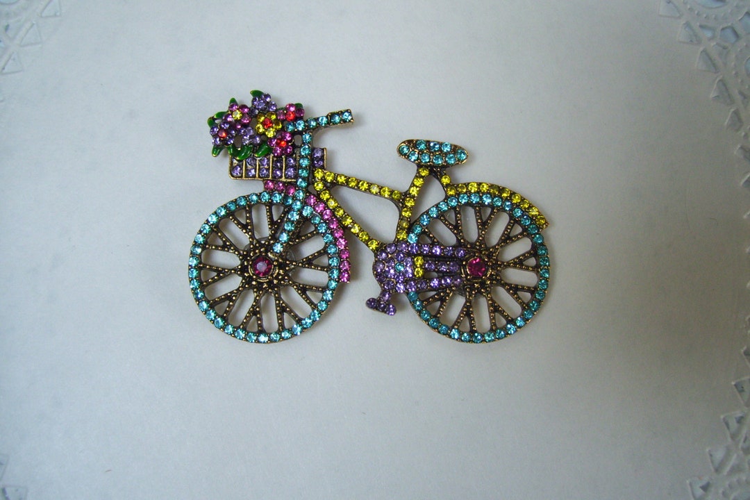 Bicycle Magnet - Jeweled Magnet - Repurposed Jewelry - Rhinestone ...