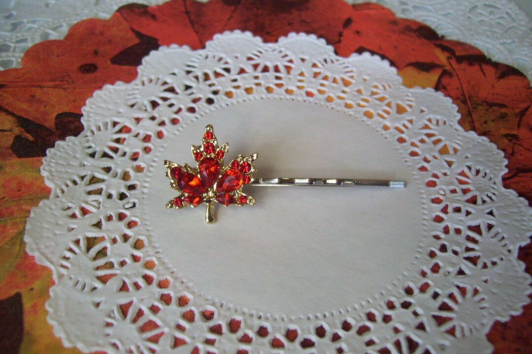 Jeweled Hair Pin Leaf Hair Pin Fall Hair Pin Fall Leaf Hair Pin ...