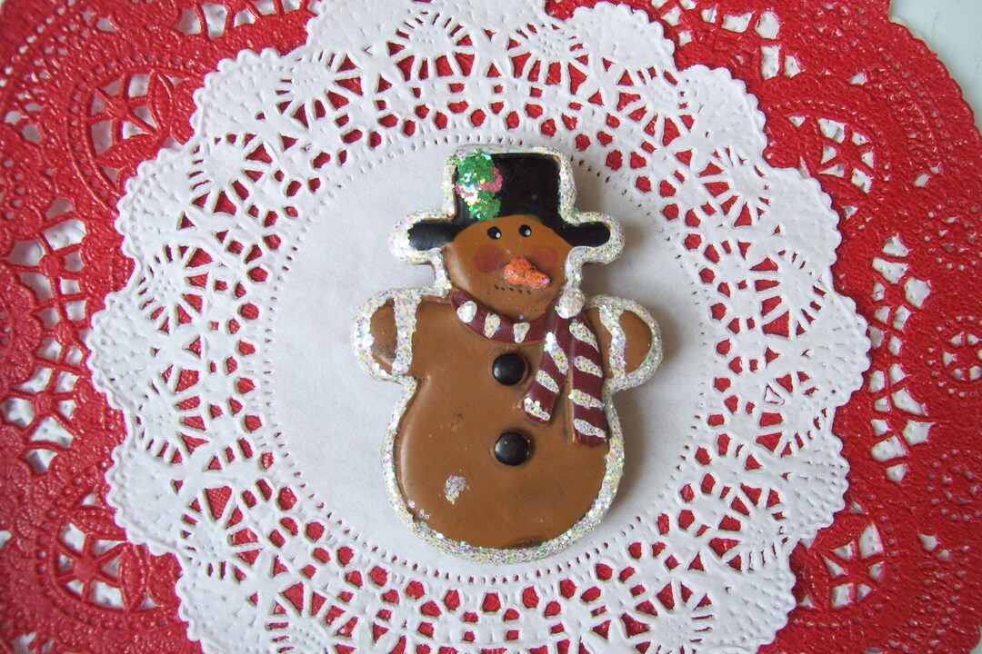 Gingerbread Man Magnet - Gingerbread Snowman Magnet - Repurposed ...