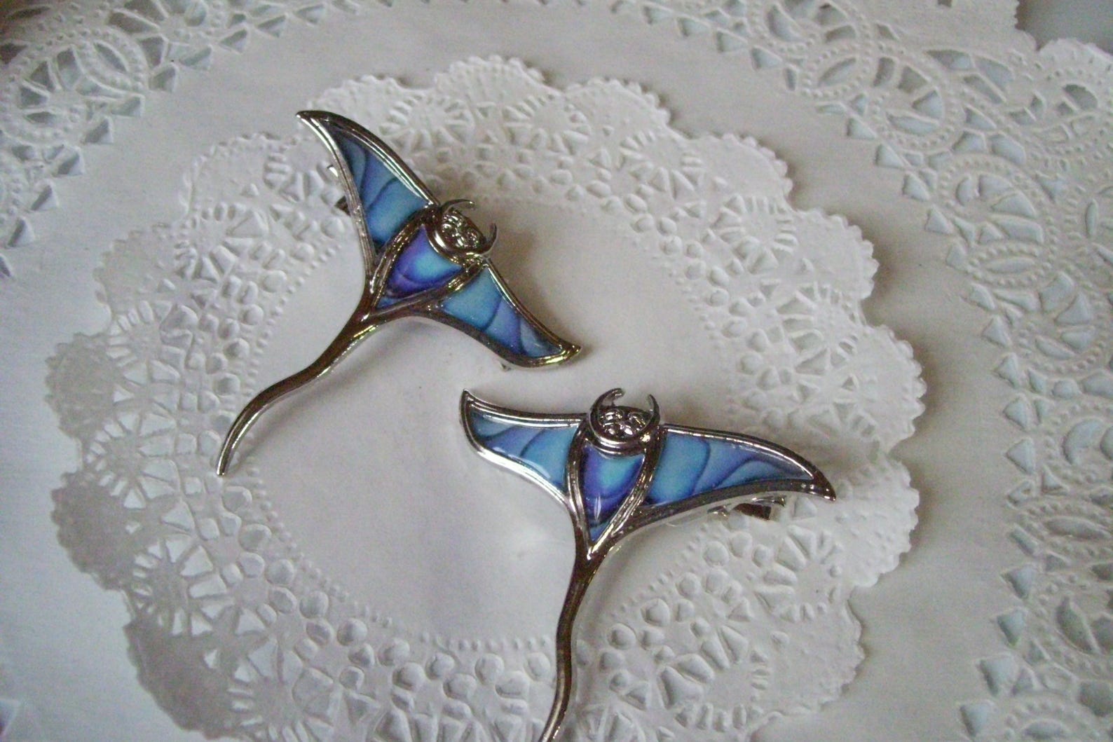Manta Ray Hair Clip - Repurposed Jewelry - Beach Hair Clip - Hair ...
