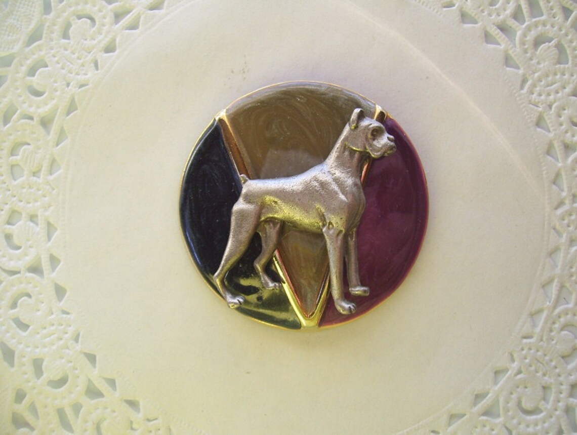 Boxer Dog Magnet Pewter Boxer Dog repurposed jewelry dog | Etsy
