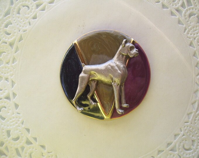 Boxer Dog Magnet - Pewter Boxer Dog - Repurposed Jewelry - Dog Jewelry ...