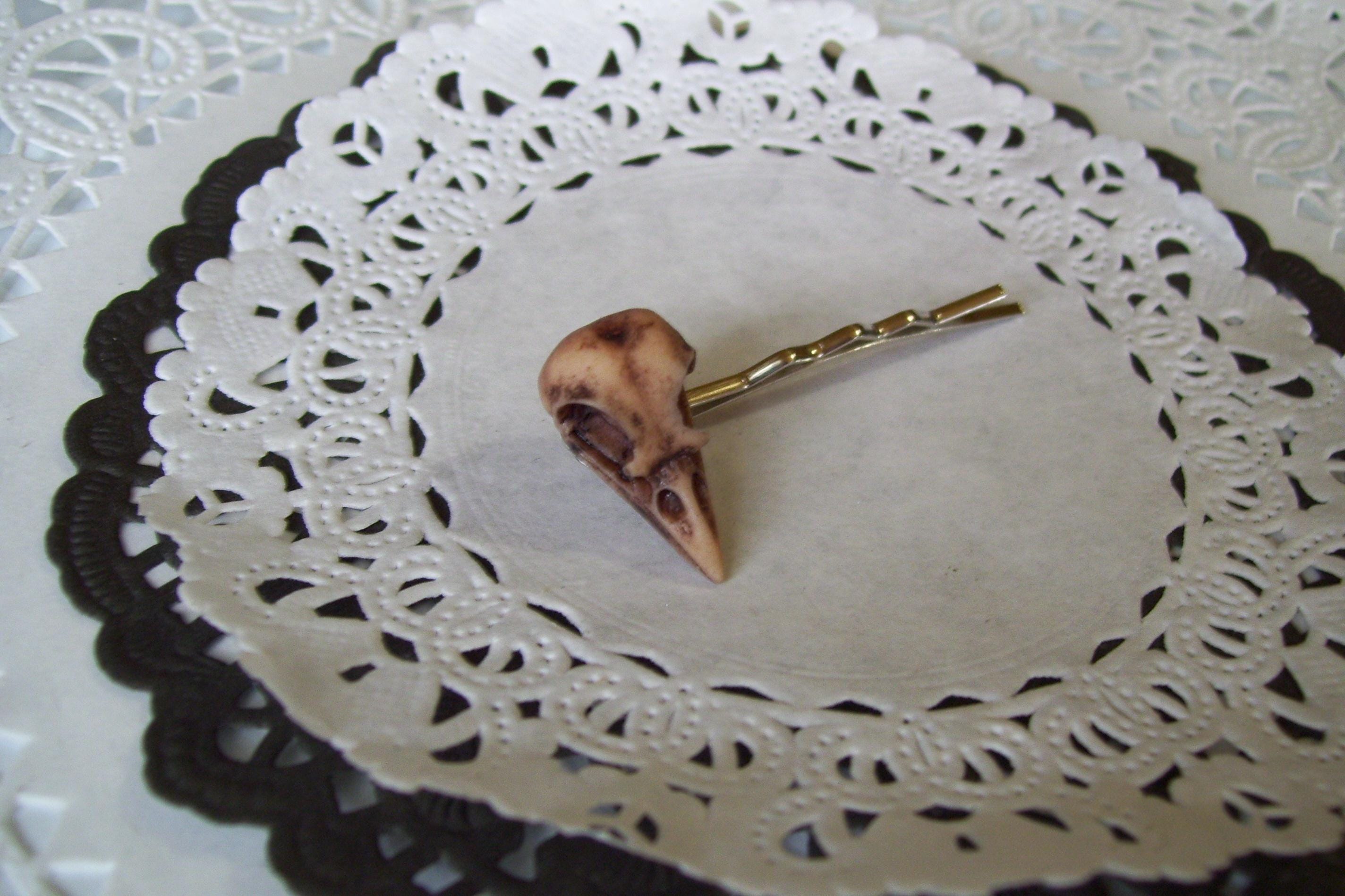 Crow Skull Hair Pin - Skull Hair Pin - Repurposed Jewelry - Hair ...