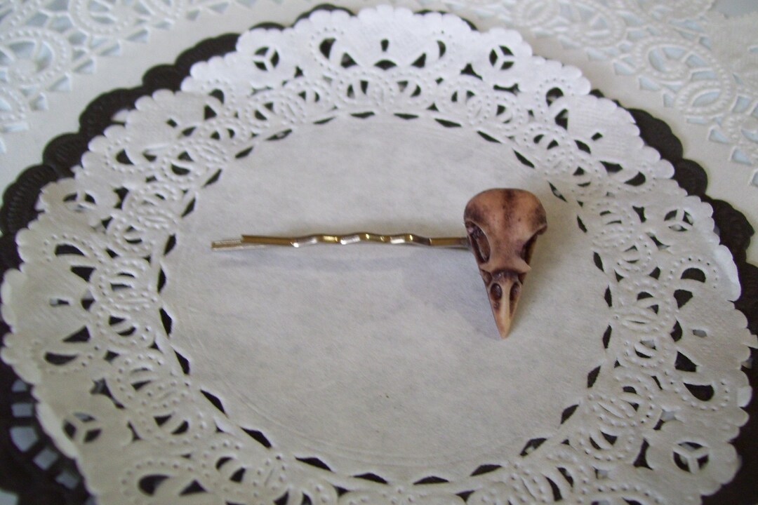 Crow Skull Hair Pin - Skull Hair Pin - Repurposed Jewelry - Hair ...