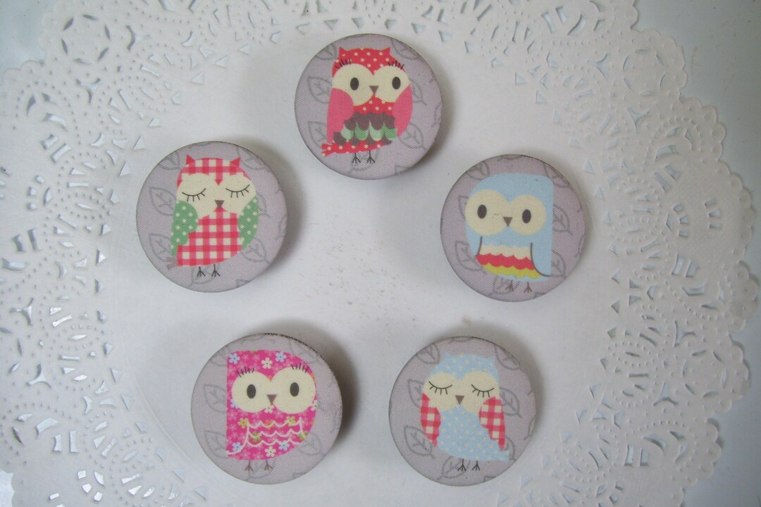 Owl Magnet Set of Five Owl Magnets Repurposed Jewelry Owl Decor Kitchen ...