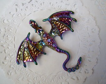 Dragon Magnet - Repurposed Jewelry - Jeweled Dragon - Dragon Decor ...