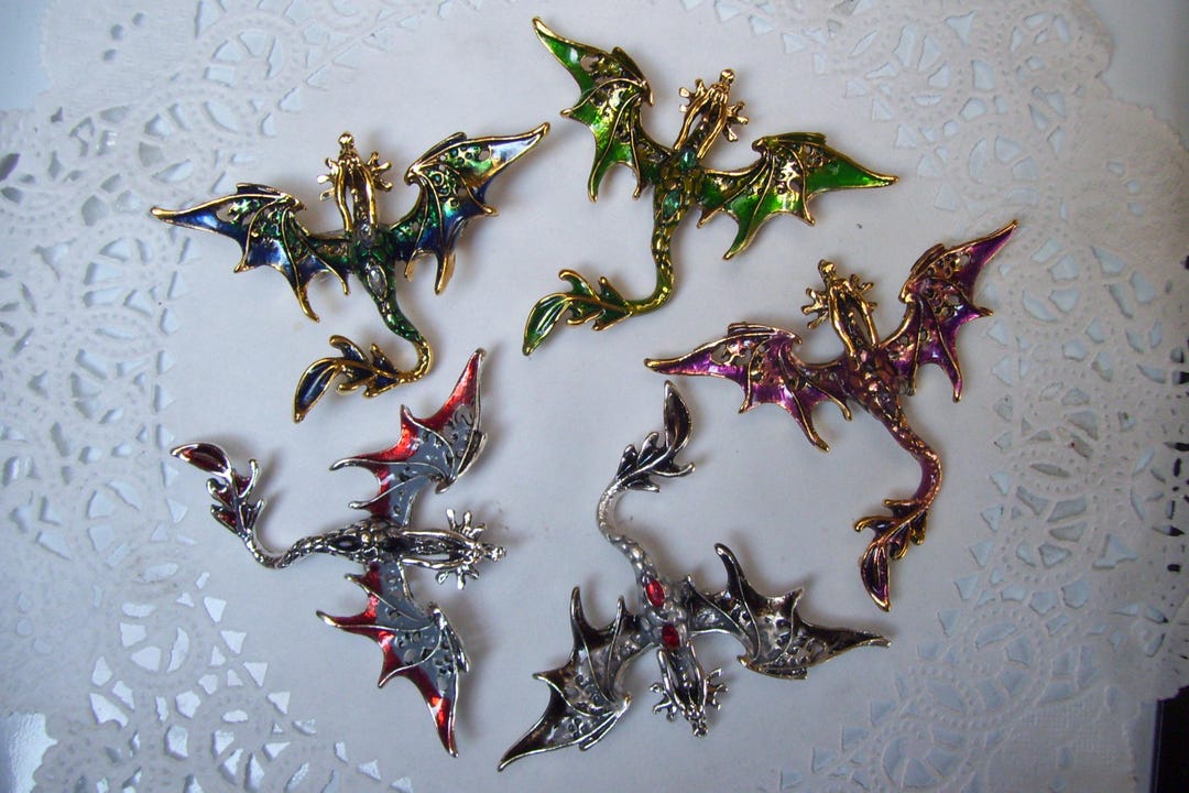 Dragon Magnet - Repurposed Jewelry - Jeweled Dragon - Dragon Decor ...