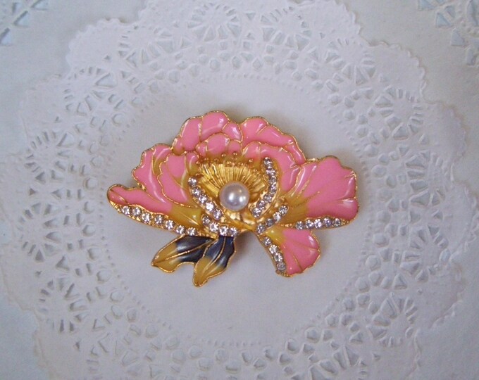 Peony Magnet - Flower Magnet - Repurposed Jewelry - Jeweled Magnet ...