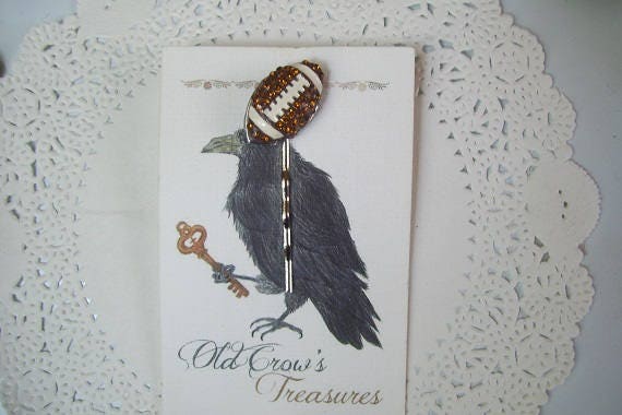 Football Hair Pin 360 Jeweled Hair Pin Football Jewelry | Etsy
