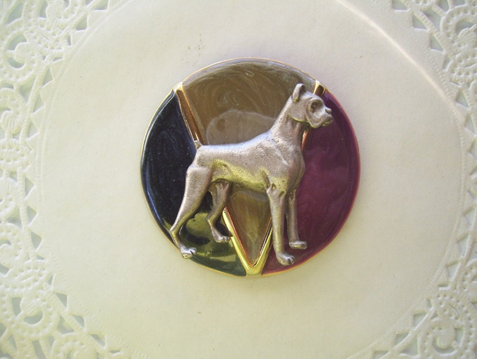 Boxer Dog Magnet Pewter Boxer Dog repurposed jewelry dog | Etsy