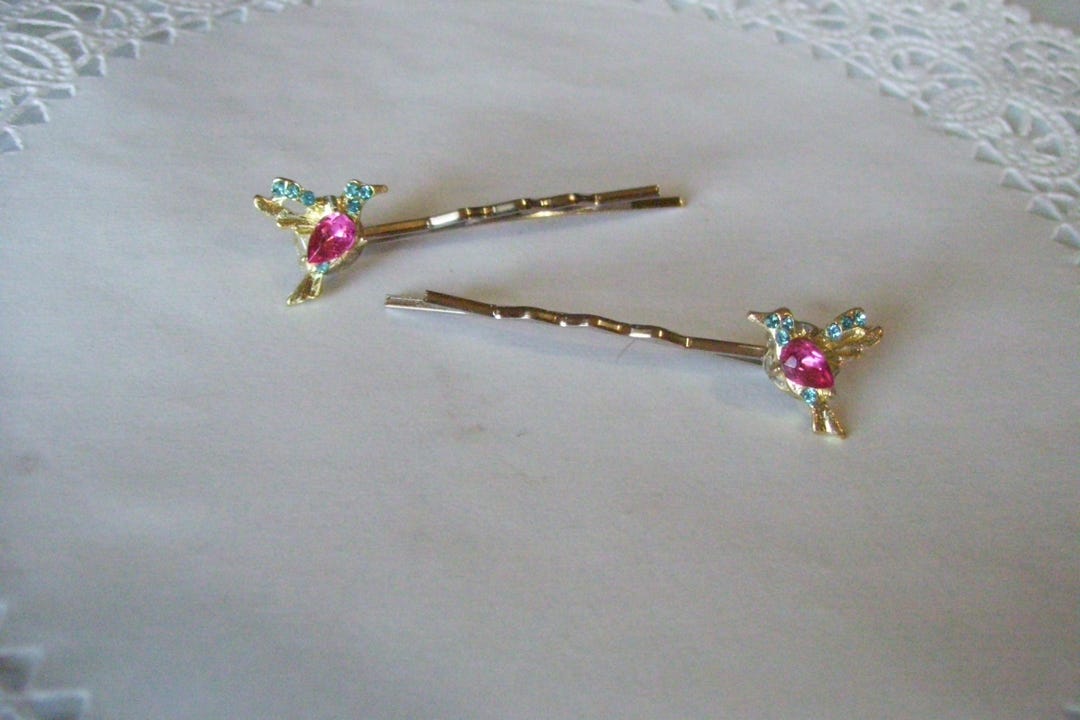Hummingbird Hair Pin - Repurposed Jewelry - Jeweled Hummingbird Hair ...