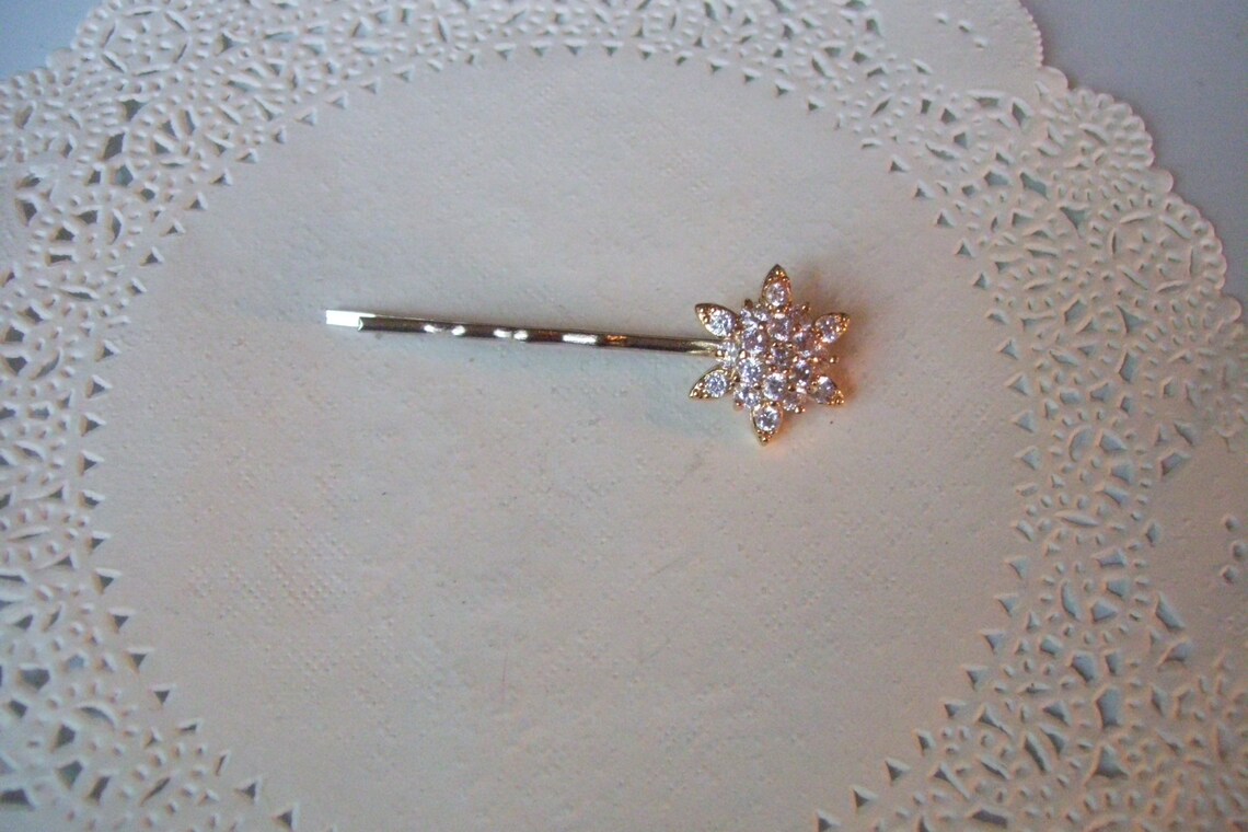 Rhinestone Hair Pin Snowflake Hair Pin Jeweled Hair Pin - Etsy