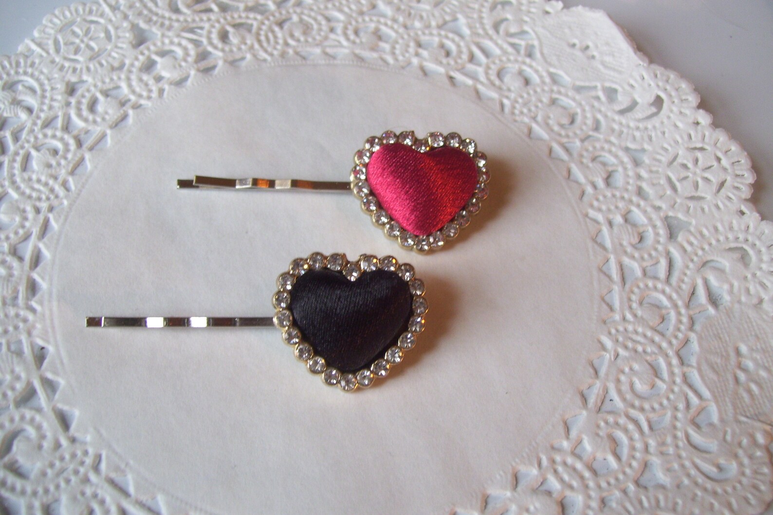 Heart Hair Pin Black Heart Hair Pin Red Heart Hair Pin - Etsy