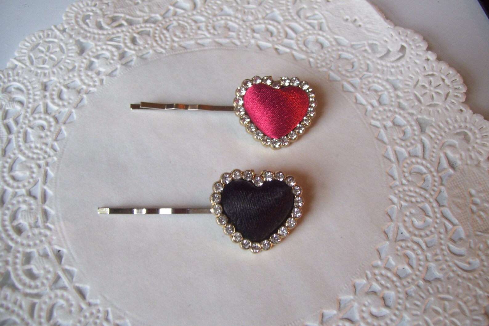 Heart Hair Pin Black Heart Hair Pin Red Heart Hair Pin - Etsy