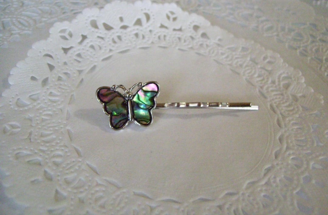 Butterfly Hair Pin - Abalone Butterfly Hair Pin - Repurposed Jewelry ...