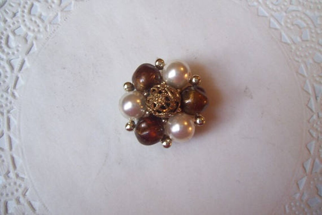 Jeweled Magnet - Pearl Refrigerator Magnet - Vintage Jewelry - Beaded ...