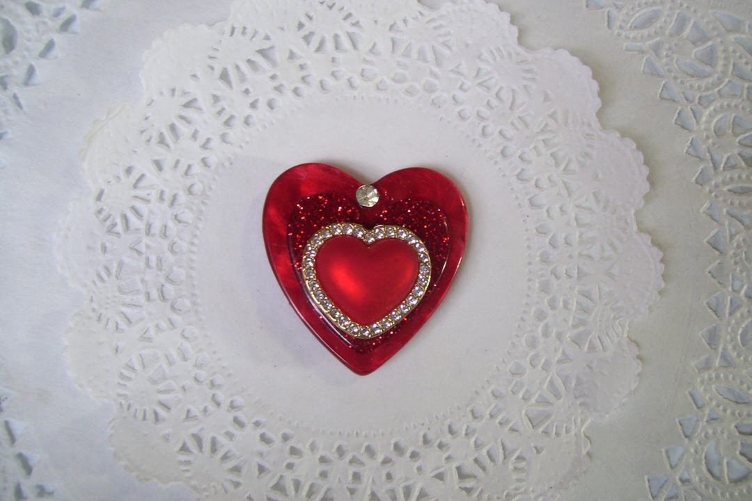 Heart Magnet - Valentine Magnet - Repurposed Jewelry - Rhinestone ...
