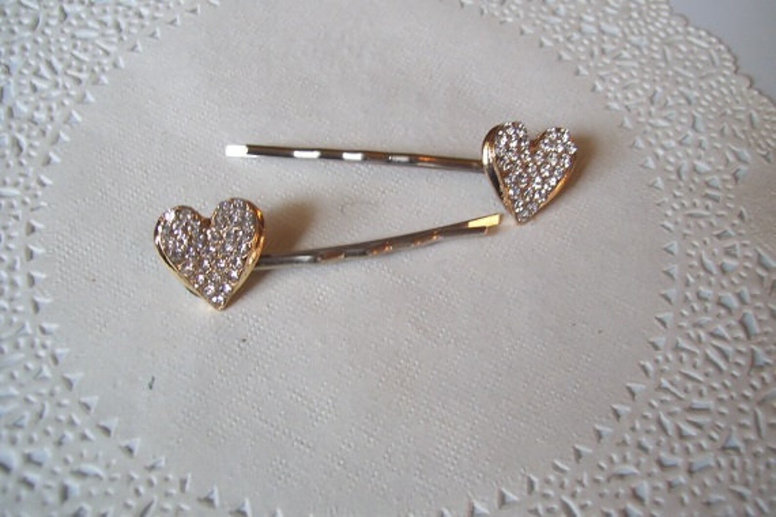 Heart Hair Pin Rhinestone Hair Pin Repurposed Jewelry | Etsy