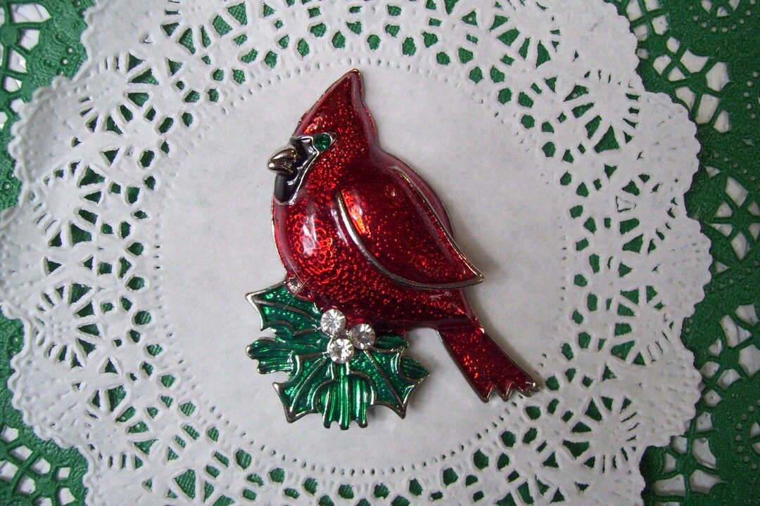 Cardinal Magnet Repurposed Jewelry Christmas Cardinal Magnet Jeweled ...