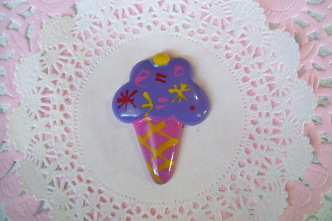 Ice Cream Cone Magnet - Ice Cream Magnet - Repurposed Jewelry - Child's ...