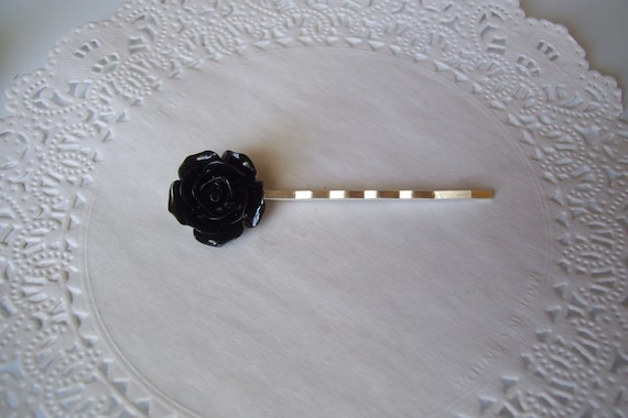 Black Rose Hair Pin Rose Hair Pin Hair Accessories Hair - Etsy