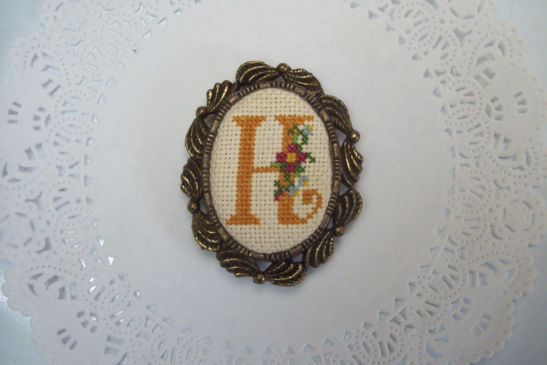 H Monogram Magnet Cross Stitch Magnet H Magnet Repurposed Jewelry ...