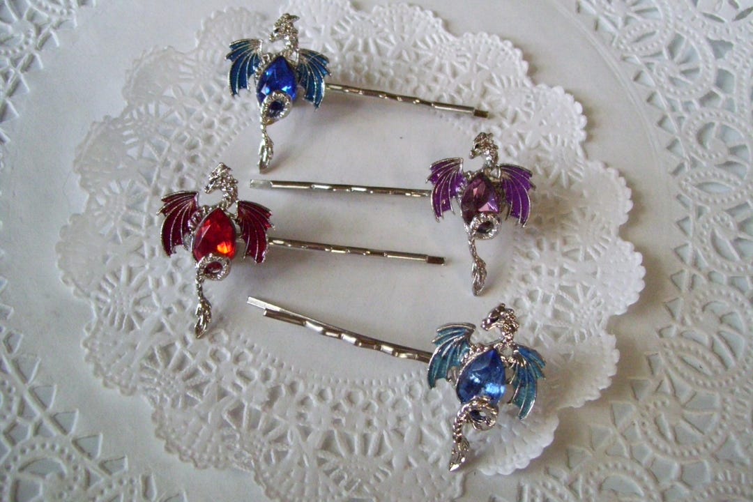 Dragon Hair Pin - Repurposed Jewelry - Jeweled Dragon - Hair ...