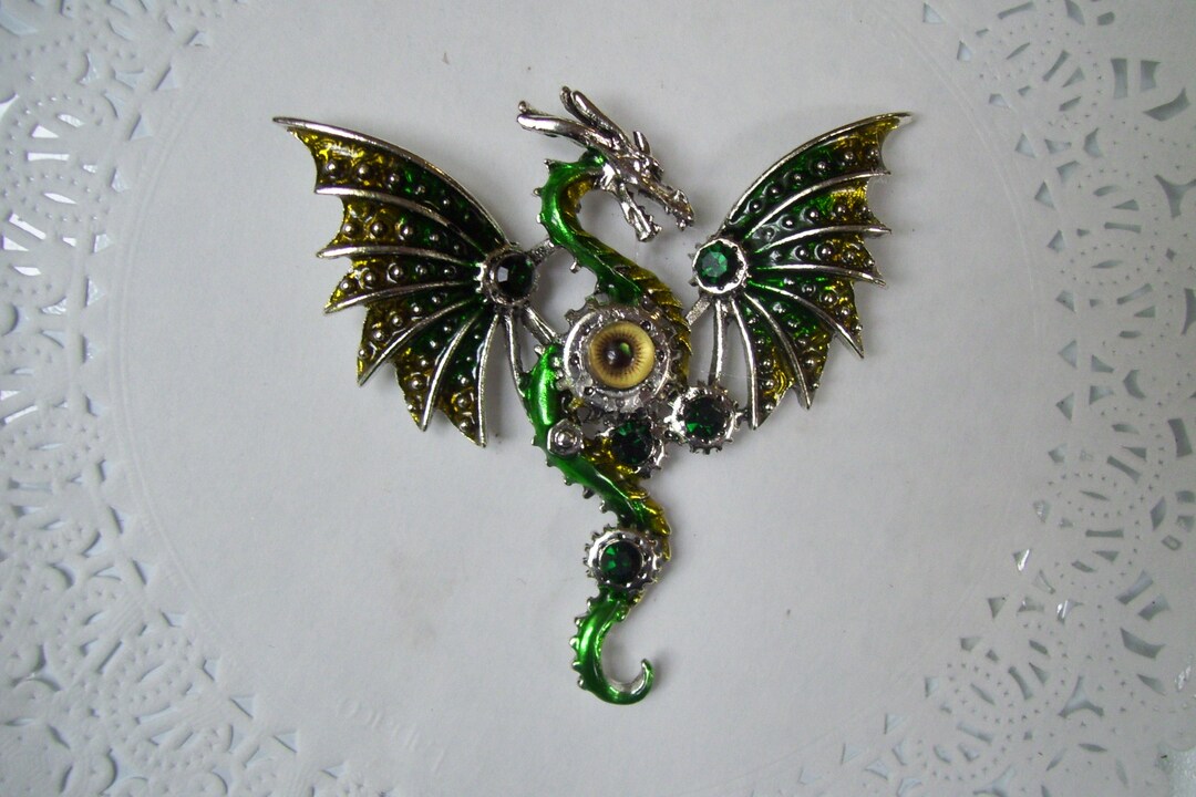 Dragon Magnet - Dragon Decor - Repurposed Jewelry - Jeweled Dragon ...