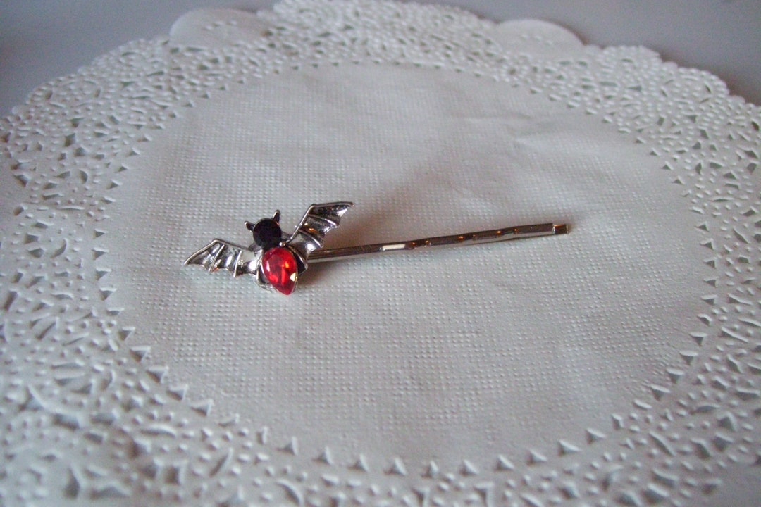 Bat Hair Pin - Jeweled Hair Pin - Rhinestone Bat Hair Pin - Bat Bobby ...