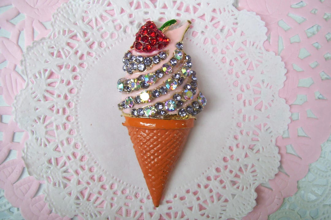 Ice Cream Cone Magnet - Ice Cream Magnet - Repurposed Jewelry ...