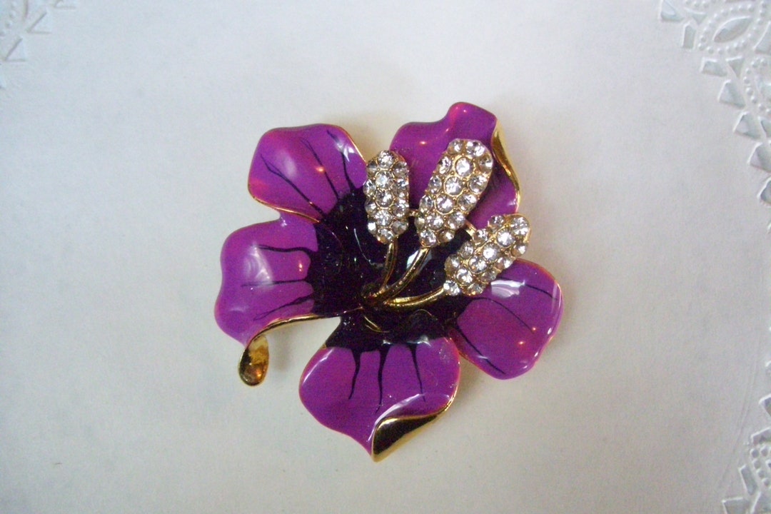 Hibiscus Magnet - Flower Magnet - Repurposed Jewelry - Jeweled Magnet ...
