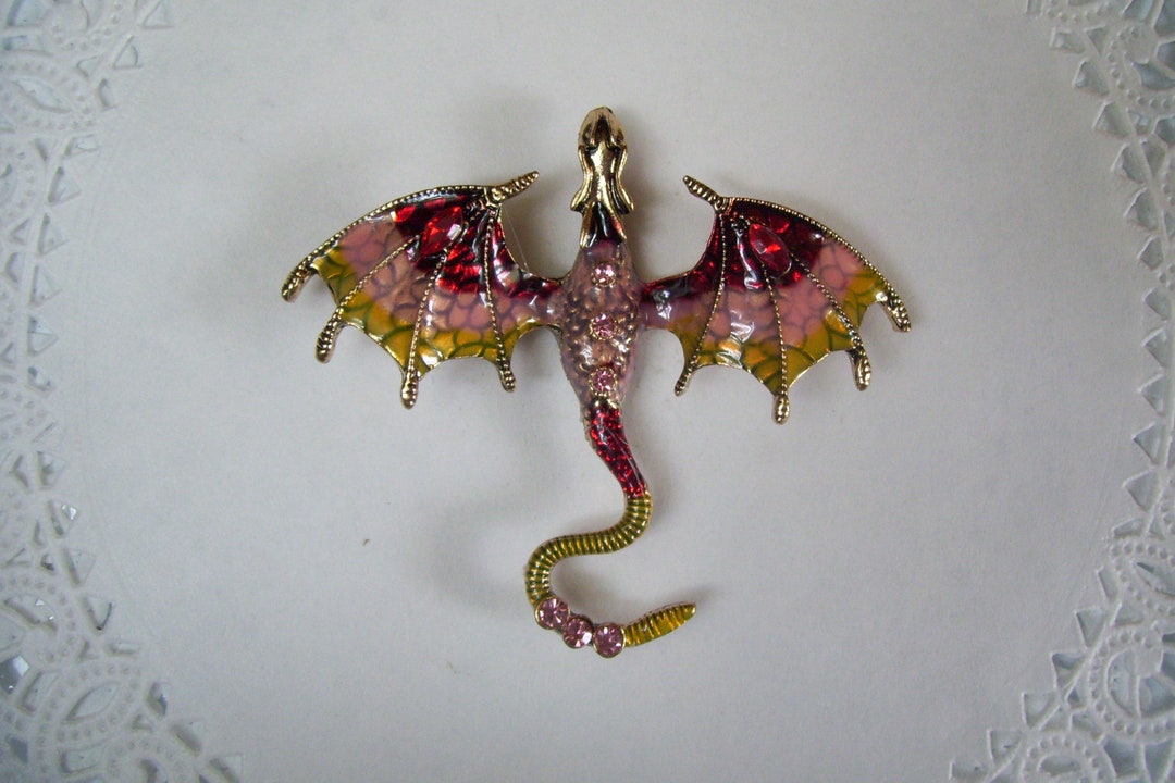 Dragon Magnet - Repurposed Jewelry - Dragon Decor - Jeweled Dragon ...