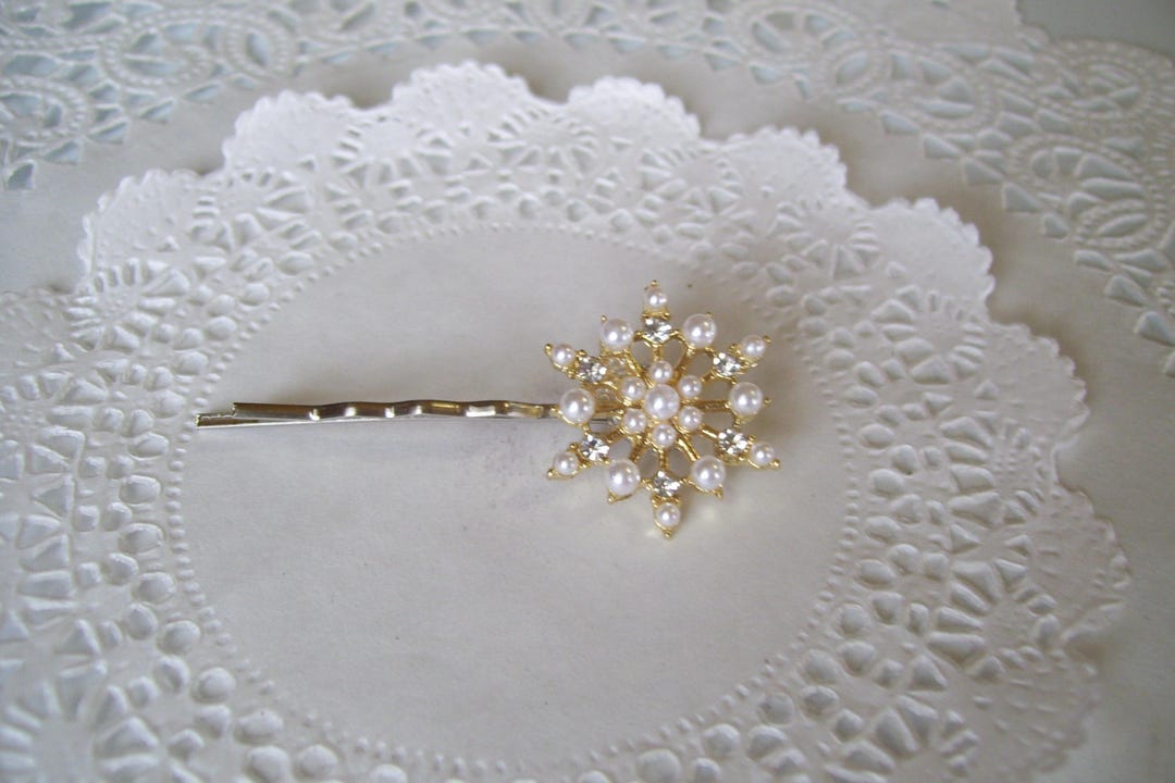 Snowflake Hair Pin - Winter Hair Pin - Repurposed Jewelry - Hair ...
