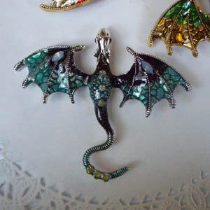 Dragon Magnet - Repurposed Jewelry - Dragon Decor - Kitchen Magnet ...