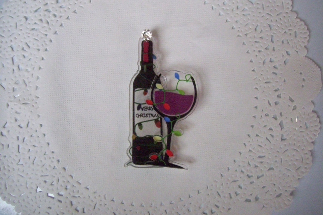 Wine Bottle Magnet - Merry Christmas Magnet - Wine Glass Magnet ...