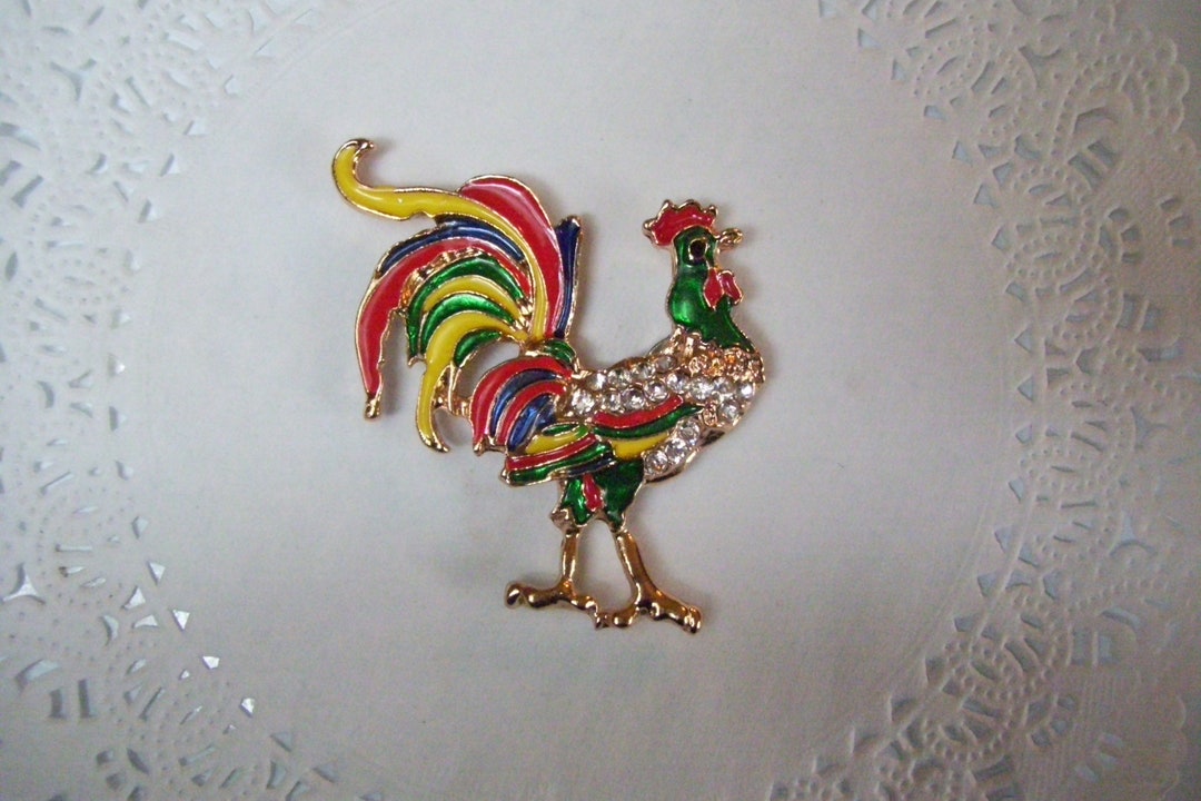 Rooster Magnet - Chicken Magnet - Repurposed Jewelry - Jeweled Magnet ...
