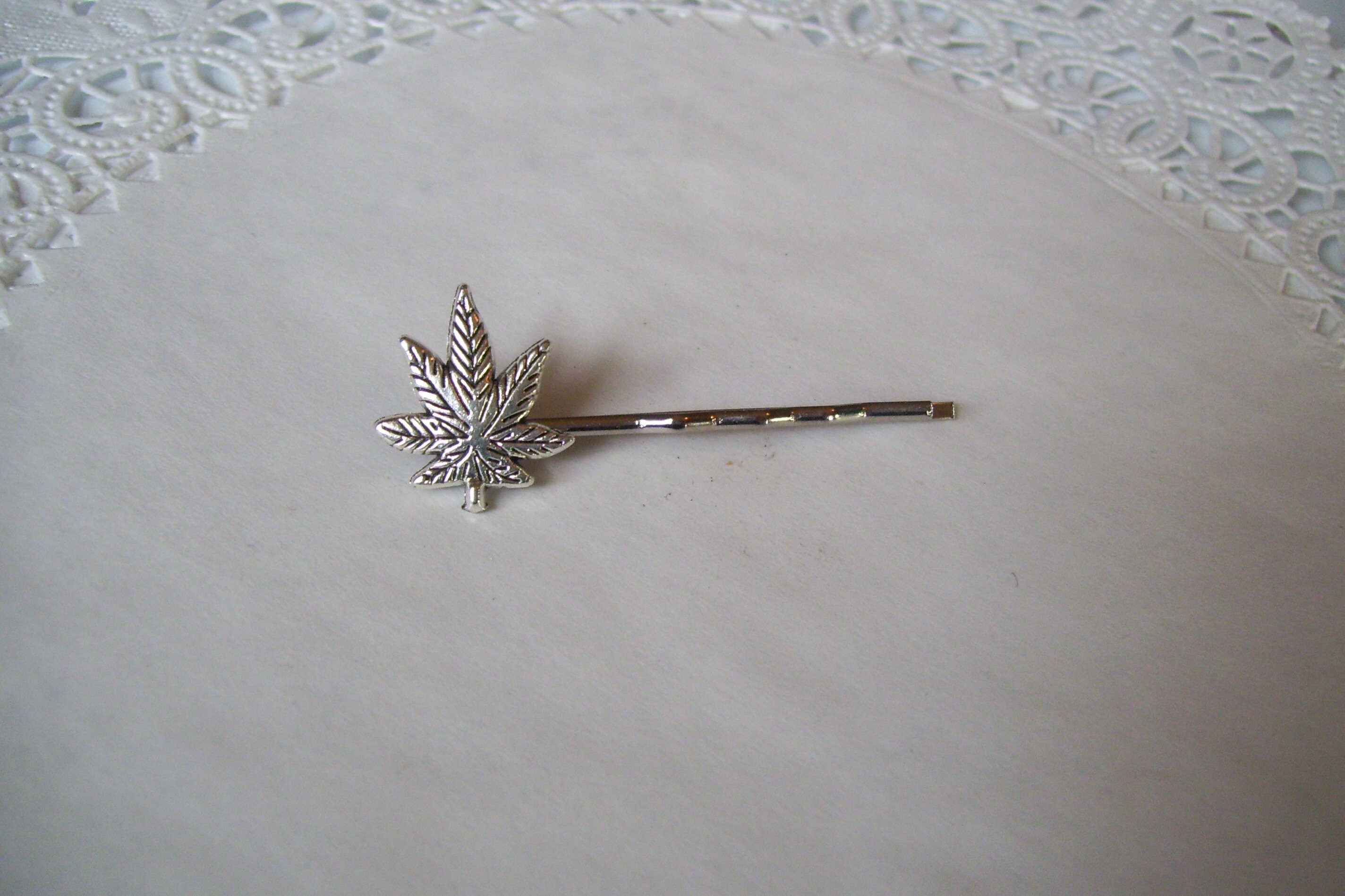 Marijuana Leaf Hair Pin - Weed Leaf Hair Pin - Repurposed Jewelry ...